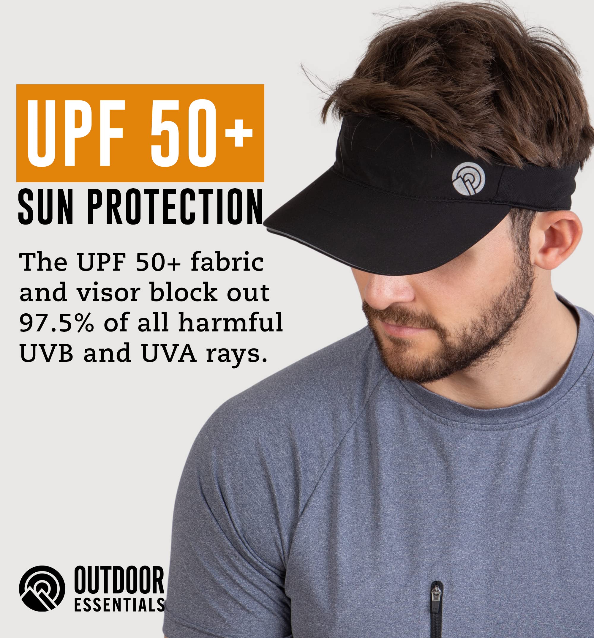 OutdoorEssentials Sun Visor Hat for Women & Men - Womens Visor, Tennis Visor, Golf Visor - Running Visor Black - Black