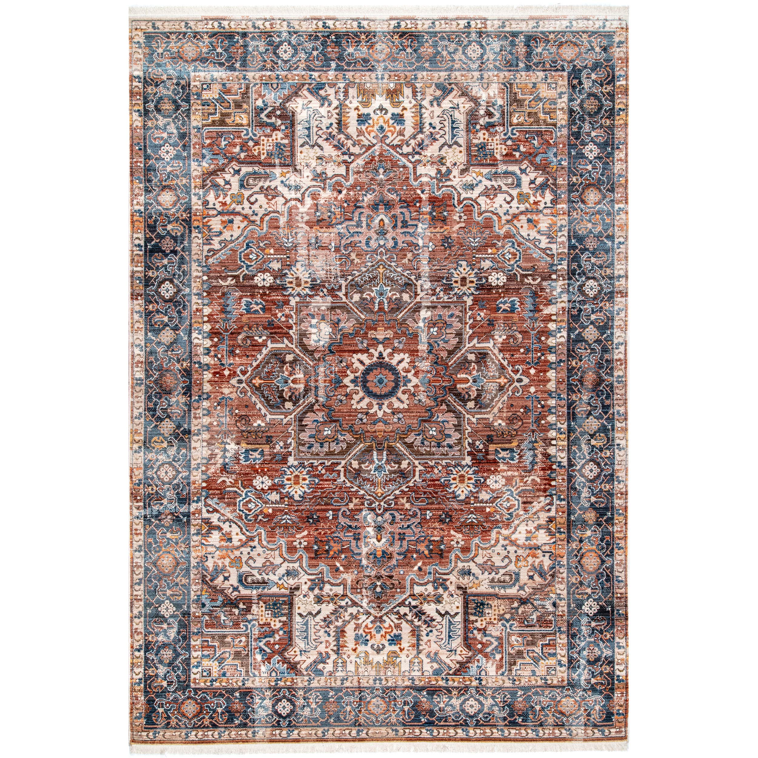 nuLOOM Vintage Pauline Floral Tassel Area Rug, 7x9, Rust