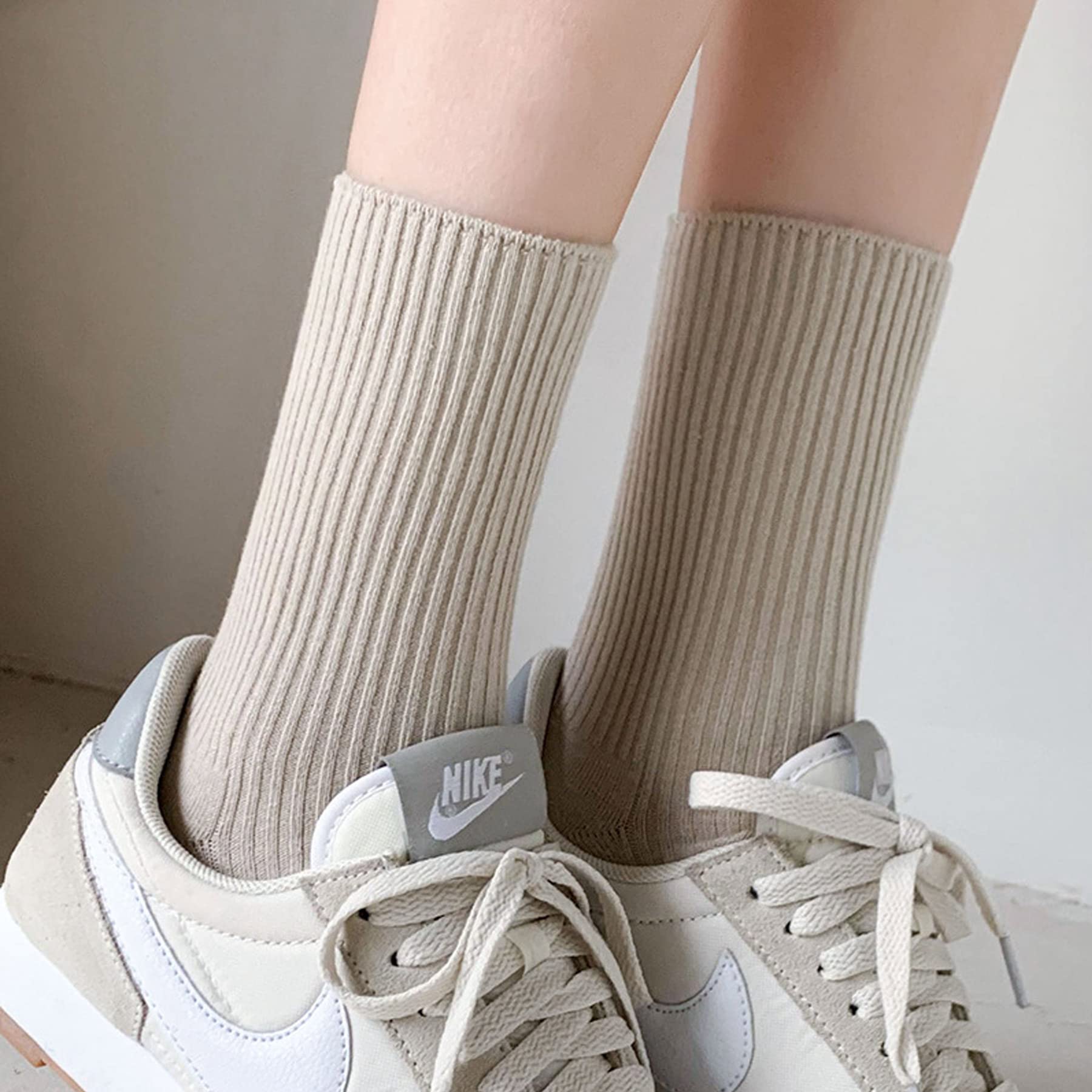 TeenFighter 6 Pairs of Comfortable Casual Cotton Socks for Women, Solid Color Stretch Socks for Girls and Students