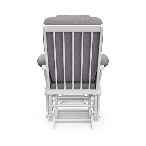 Storkcraft Tuscany Custom Glider and Ottoman with Free Lumbar Pillow (White/Slate Gray Swirl) - Cleanable Upholstered Comfort Rocking Nursery Chair with Ottoman