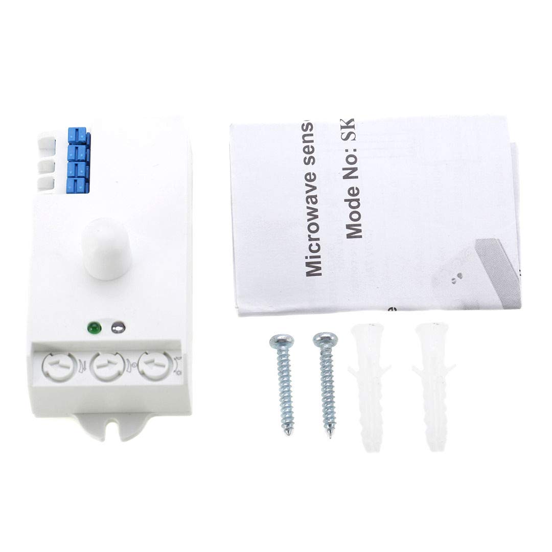 Ologymart DC 12V-24V 5.8GHz Microwave Radar Motion Sensor Body Motion Sensor Induction Switch for LED Light Switch