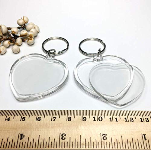 NATUWORLD 25Pcs Clear Acrylic Photo Keychains Blank Heart Shape Picture Frame Keychain Keyring Insert Personalized Keychain Snap in Insert Key Chain Keyrings Key Holder Great for DIY Gift