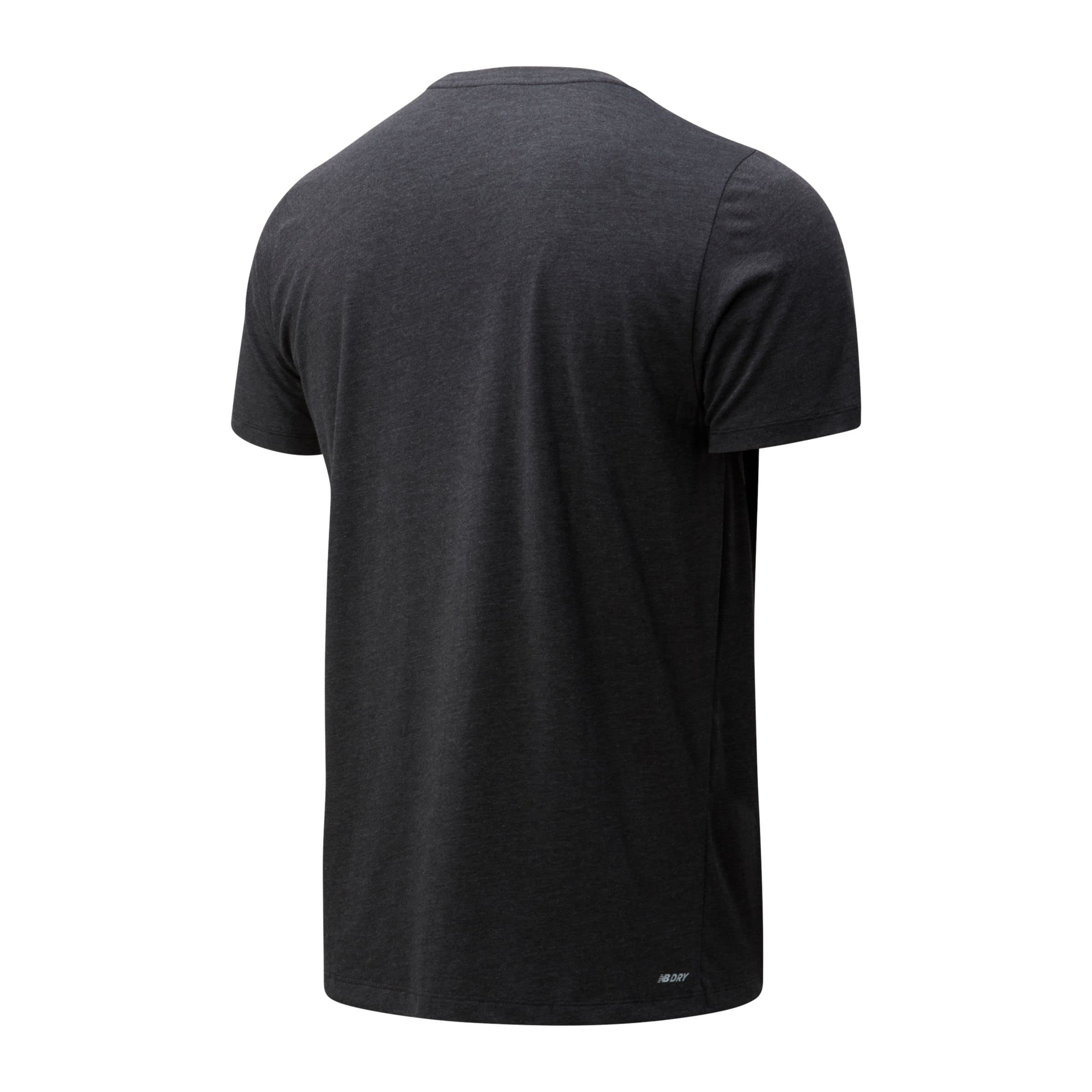 New Balance Men's Heather Tech Short Sleeve, Black Heather , Medium
