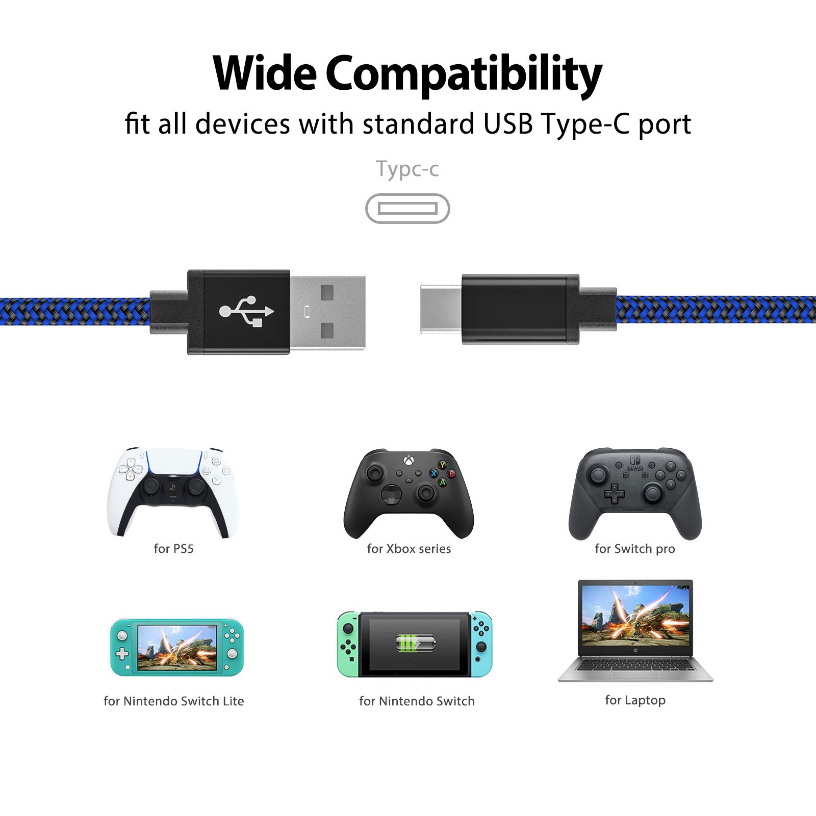 PS5 Controller Charging Cable 3M (2 PCS)