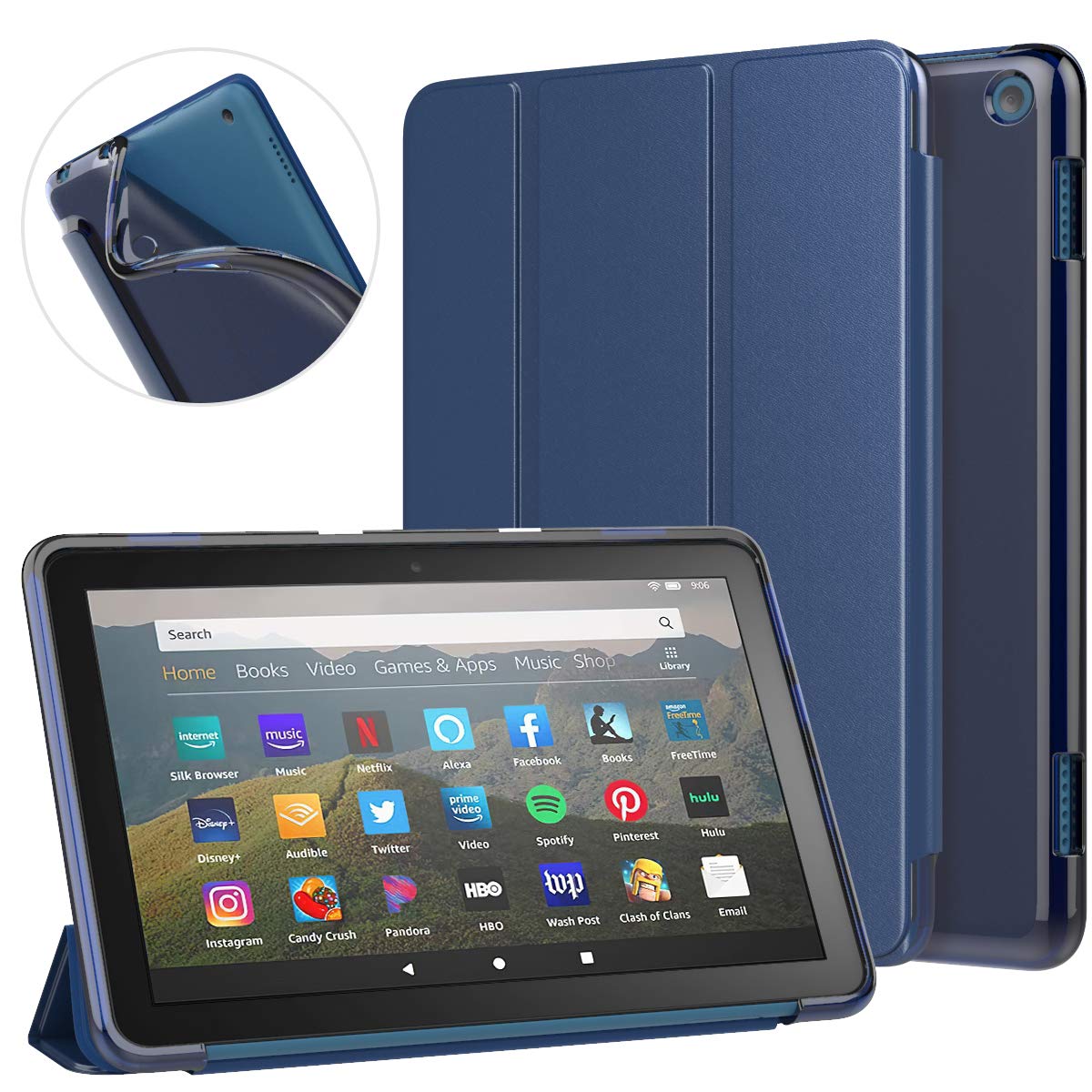 MoKo Case Fits Kindle Fire HD 8 & 8 Plus Tablet (10th Generation, 2020 Release), Soft TPU Translucent Frosted Back Cover Slim Smart Shell, Auto Wake/Sleep, Rose Gold