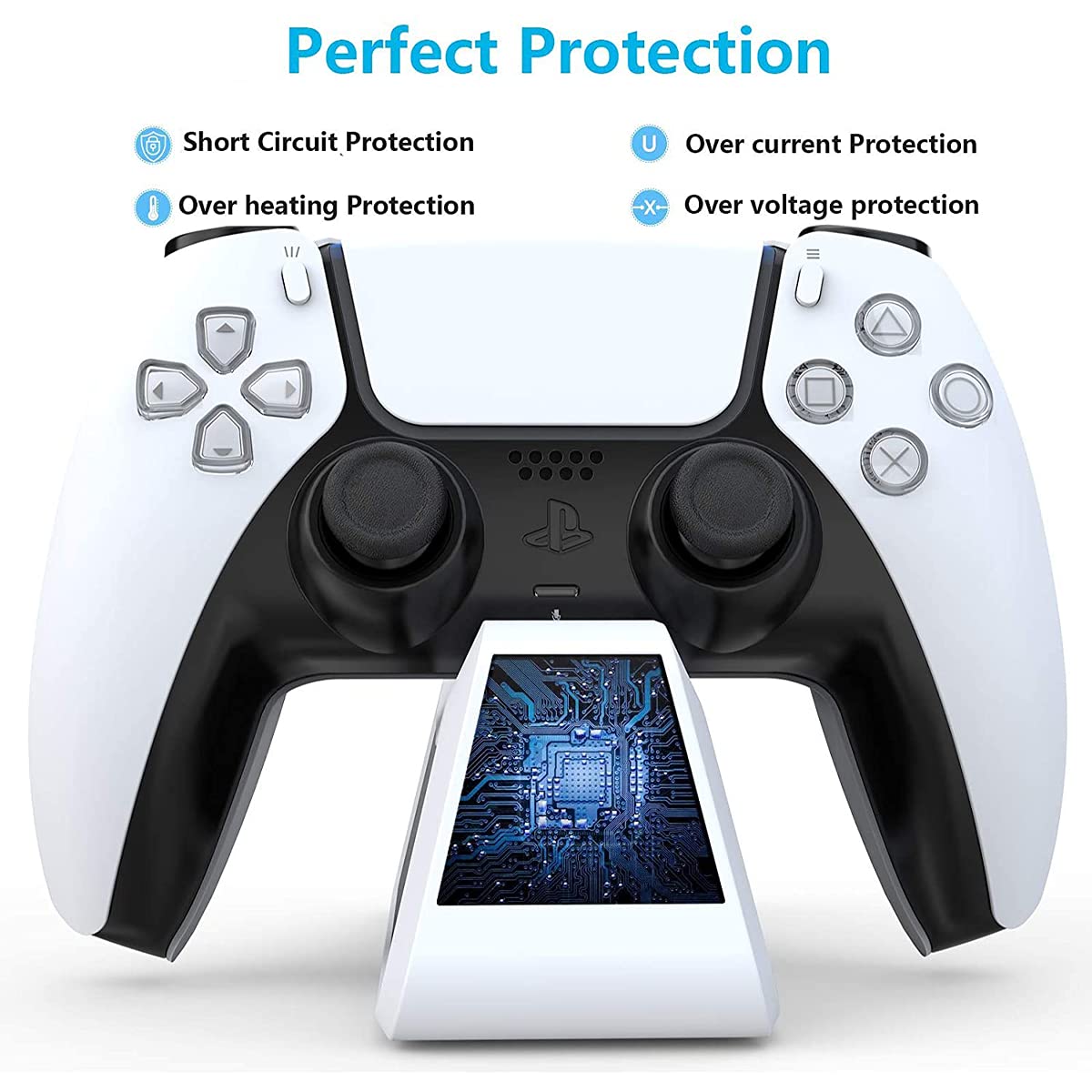 PS5 Controller Charger Playstation 5 Controller Charging Station Compatible Upgraded Playstation 5 DualSense Charging Dock with LED Indicator Safety Chip Protection Super Fast Charging