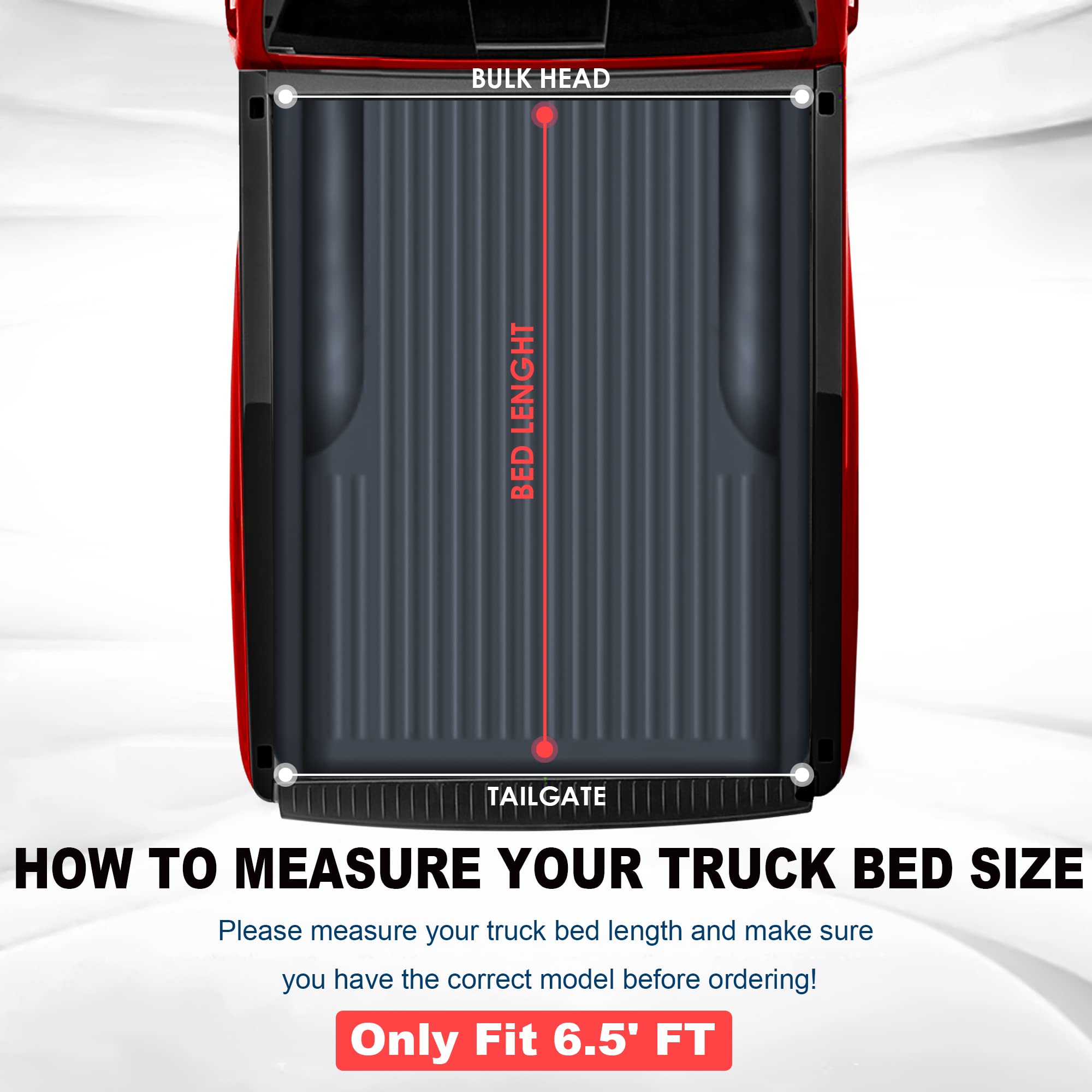 MOSTPLUS Quad 4-Fold 6.5 FT Soft Fold Truck Bed Tonneau Cover Compatible for 2009-2014 Ford F150 F-150 Styleside Fourth Fold (Excl Raptor Series) Without Utility Track System