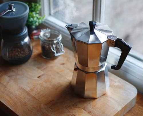 Stovetop Espresso and Coffee Maker, 6 Cup Moka Pot for Classic Italian Espresso, Aluminium Maker Home Camping, Silver