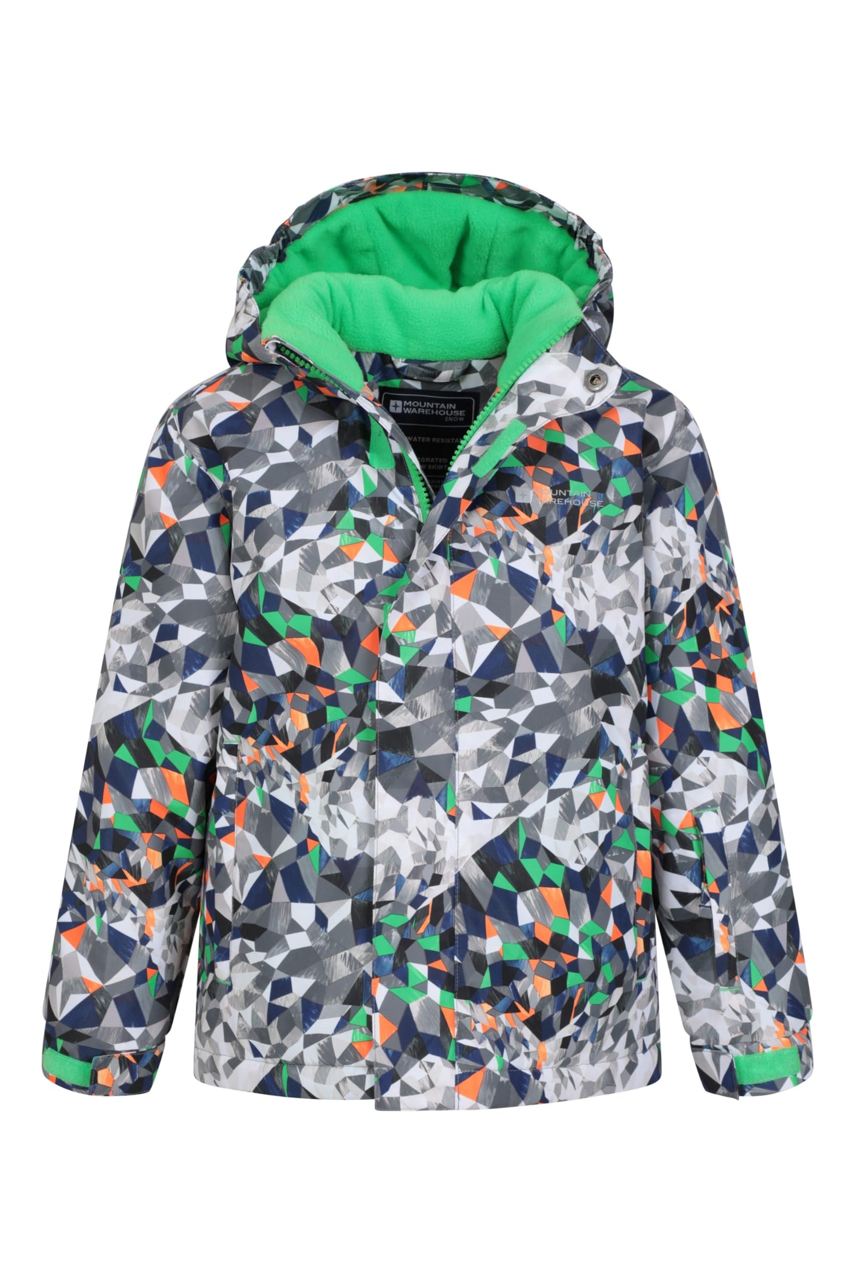 Mountain Warehouse Kids Waterproof Winter Ski Jacket - Fleece Lined Green 9-10 Years