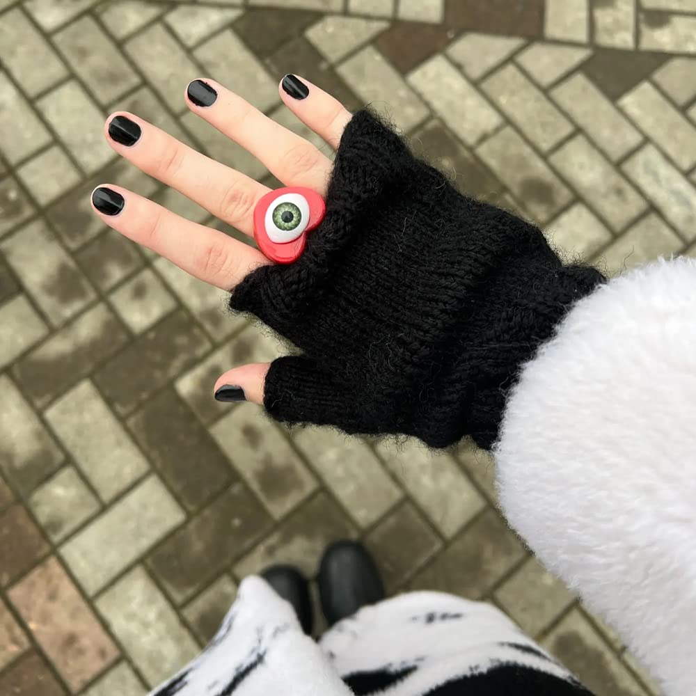 VOPIPO 3pcs Resin Rings Chunky Statement Plastic Rings Cute Heart Shaped Big Eye Aesthetic Rings Trendy Personalized Stacking Finger Acrylic Ring Set for Women