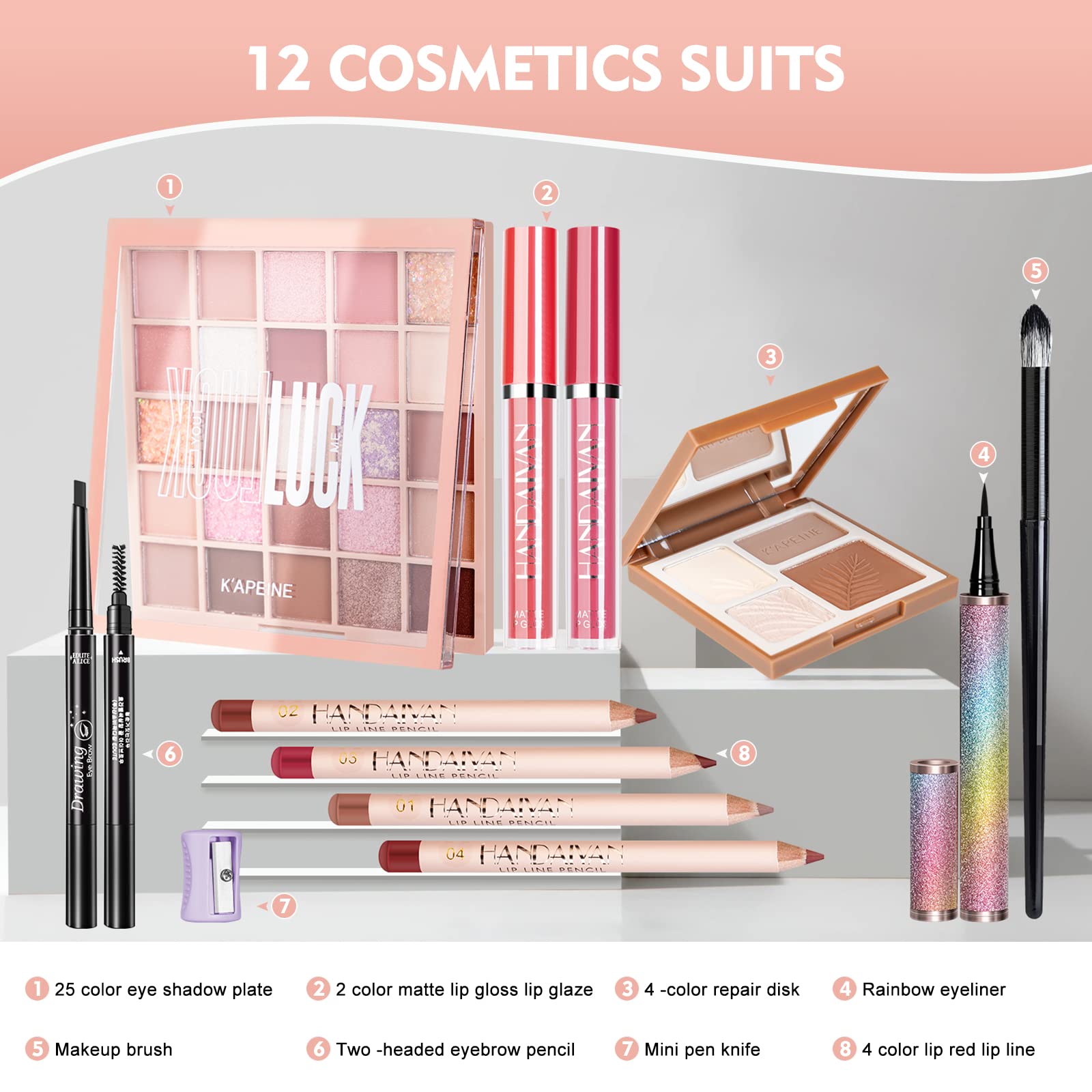 Makeup Kit for Women Full Kit, All in One Makeup Set,Include Eyeshadow&Facial Palette Lipglaze&Lipline Eyebrow&Eyeliner EyeShadow Brush