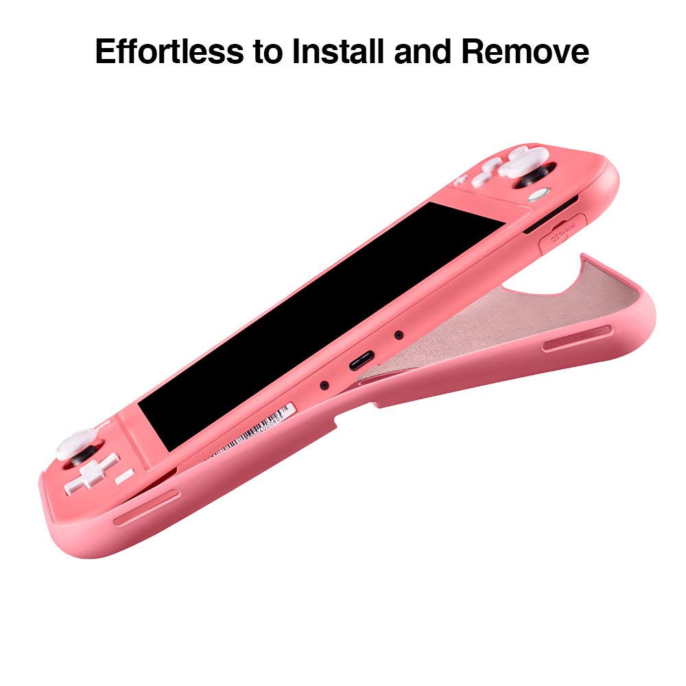 Protective Case for Nintendo Switch Lite, tomtoc Grip Cover with [2PCS] Screen Protector, Premium Liquid Silicone Hard Shell, Shock-Absorption and Anti-Scratch for Switch Lite Console 2019, Coral
