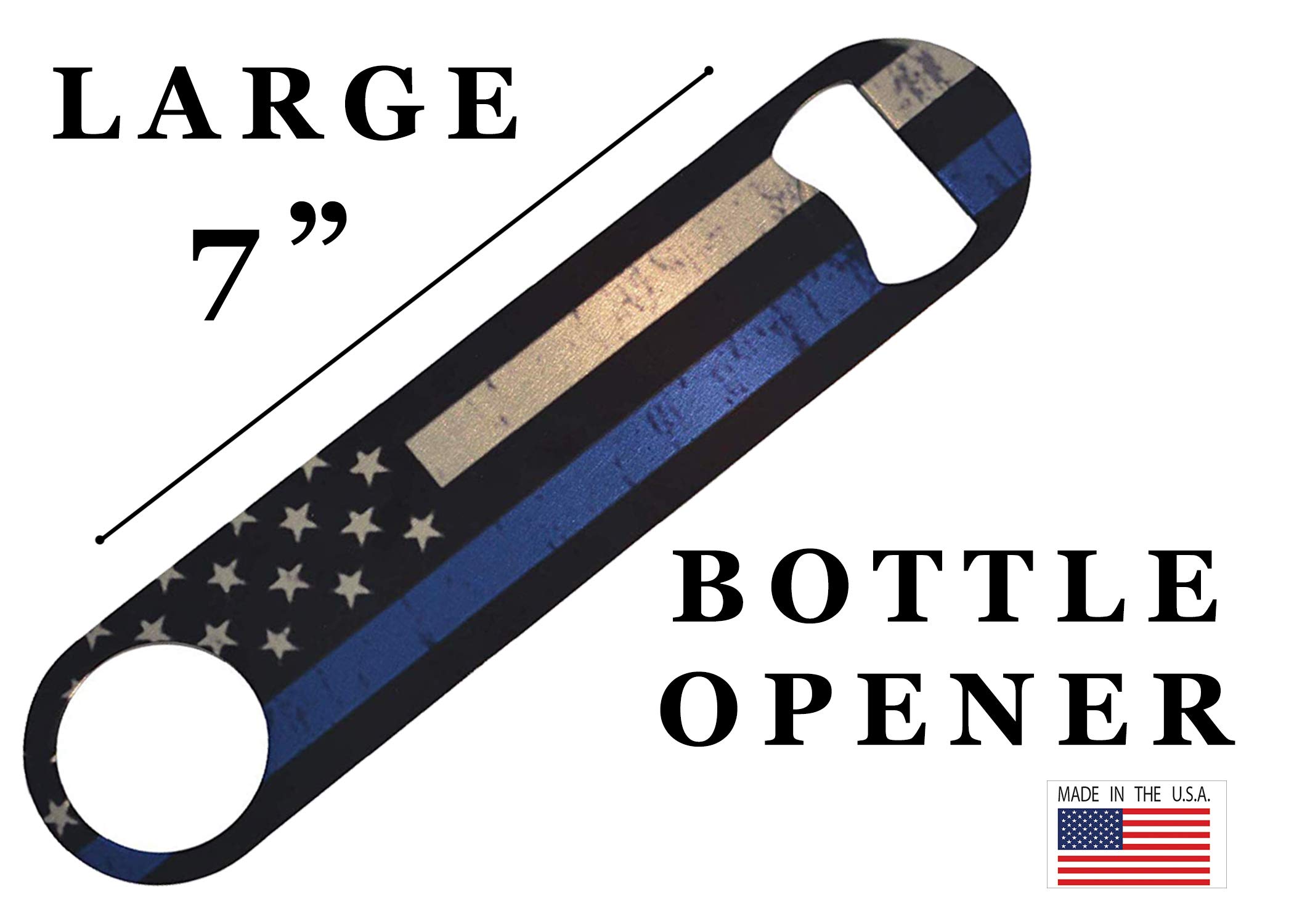 Thin Blue Line Police Officer Speed Bottle Opener Heavy Duty Gift Law Enforcement Blue Lives Matter Flag