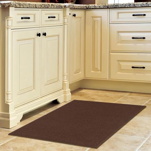 Machine Washable Modern Solid Design Non-Slip Rubberback 2x3 Traditional Area Rug for Entryway, Bedroom, Kitchen, Bathroom, 2'3" x 3', Brown