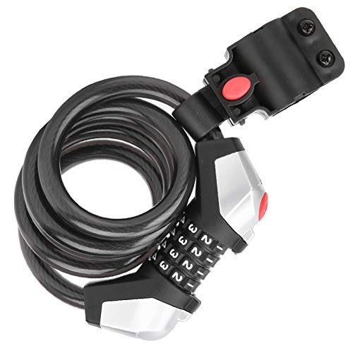 Vakitar Portable Mountain Bike Password Cable Lock with Light 4‑Digit Combination