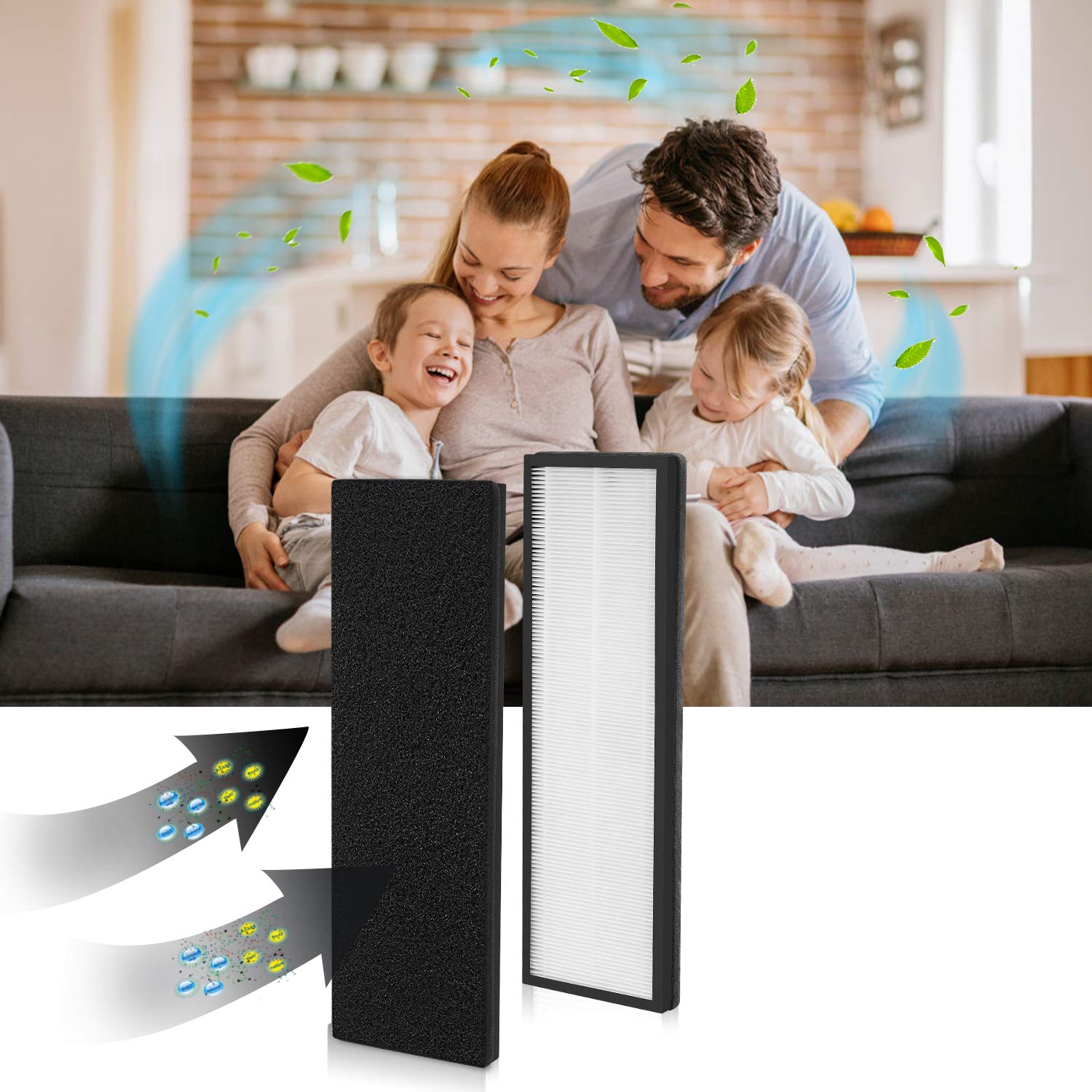 NEA-F1 H13 True HEPA Replacement Filter for Eureka NEA120 and Toshiba Smart WiFi Air Purifier,2 Pack NEA-F1 H13 True HEPA Filter and 8 Pack NEA-C1 Activated Carbon Replacement Filter