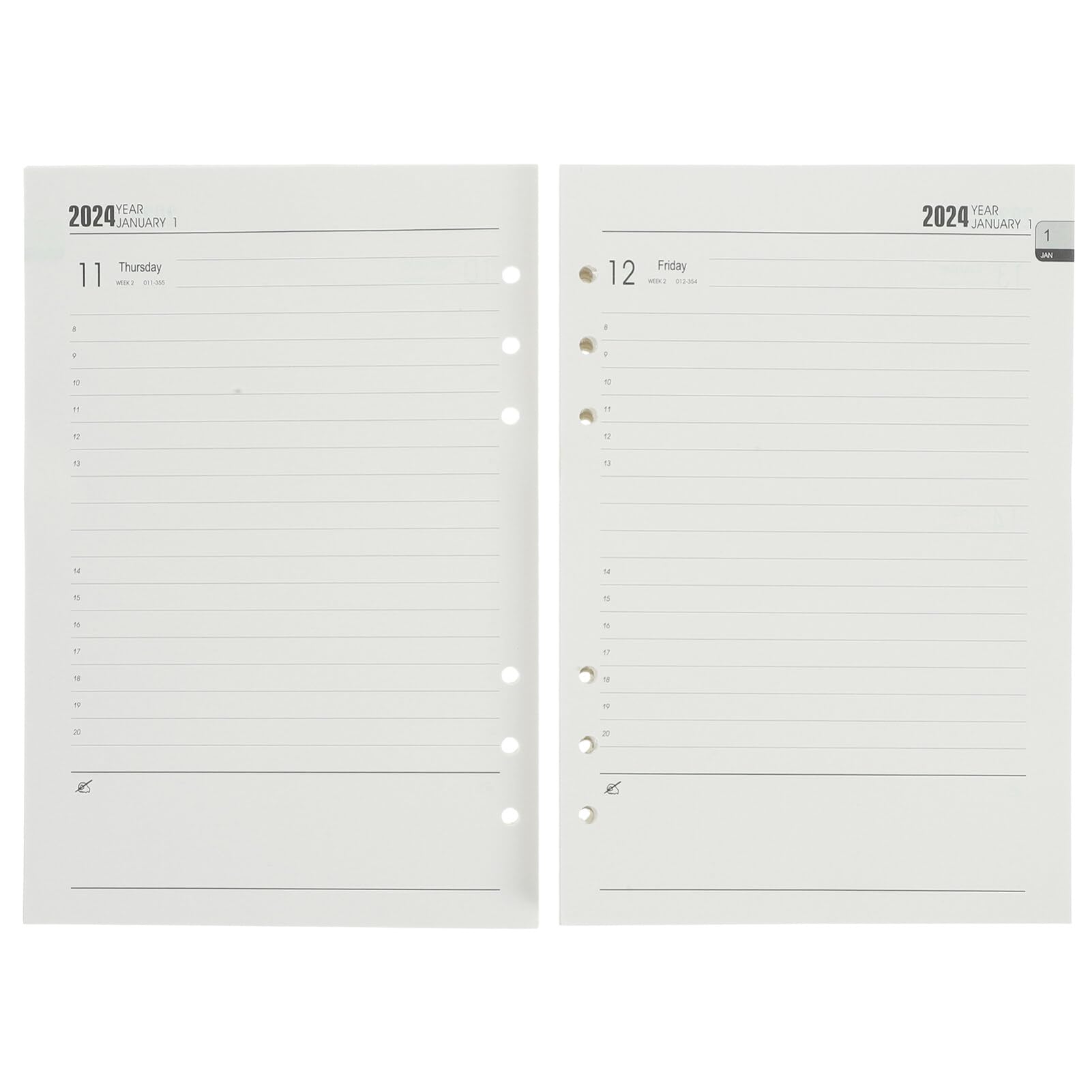 NUOBESTY 2024 English Planner Refills 2023 Calendar Inserts A5 Monthly Planner Refill Paper Hourly Daily Daytimer Loose-leaf Agenda Notepad Refills for Home Office