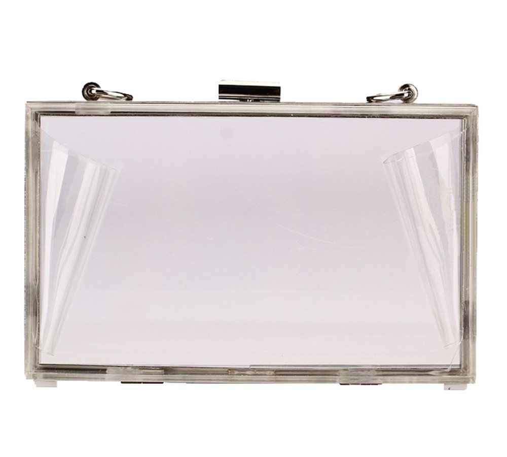missfiona Womens See Through Acrylic Evening Clutch Candy Color Transparent Prom Hardbox Purse(Lime) 18 x 5 x 11 cm