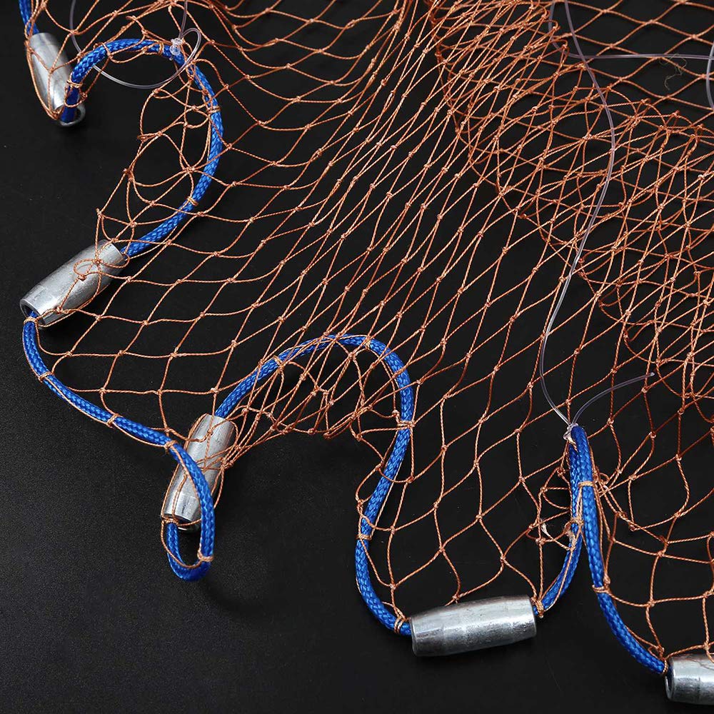 OTOEZ Fishing Net Cast Nets for Fishing 3Ft-8Ft Radius Saltwater Easy Throw Net Nylon/Tire Line 0.47/0.79 Inch Mesh Size for Bait Net Trap, with Sinker Aluminum Frisbee (8FT, Tire Line No Ring)