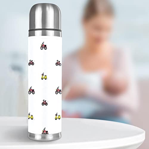 Stainless Steel Leather Vacuum Insulated Mug Motorcycle Thermos Water Bottle for Hot and Cold Drinks Kids Adults 16 Oz