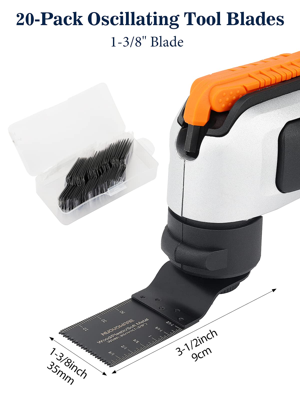 Nuovoware Universal [20PCS] Wood Oscillating Saw Blades, 1-3/8” Metal Quick Release Multitool Kit Compatible with Fein Multimaster Craftsman Rockwell Bosch Ryobi Worksite