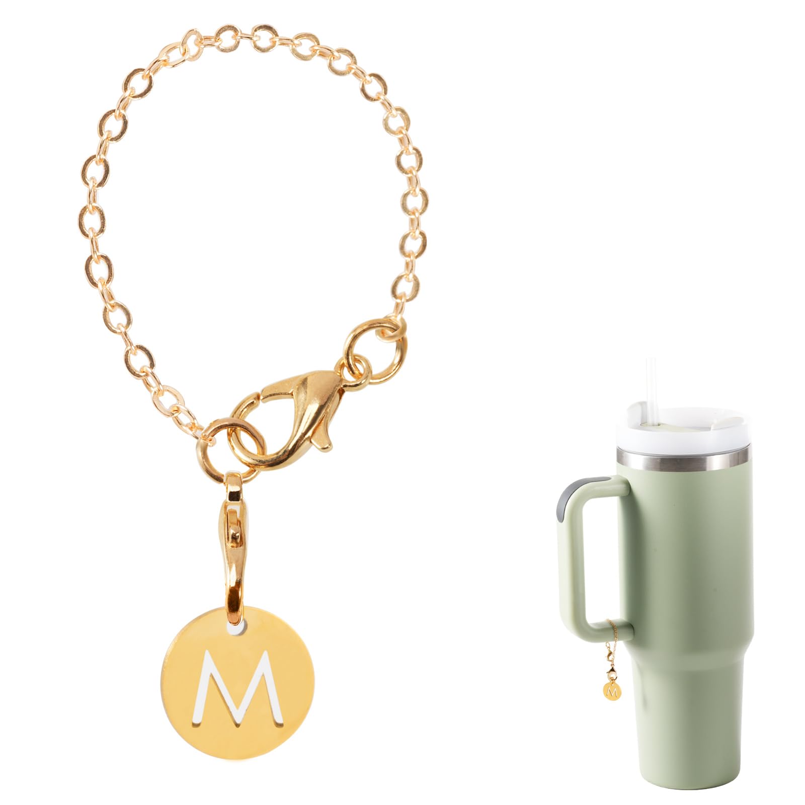 MOTAIN Letter Charm Accessories For Stanley Cup,Hollow Letter Name Id Letter Handle Charm,Personalized Water Cup Handle Identification Letter Char(M)