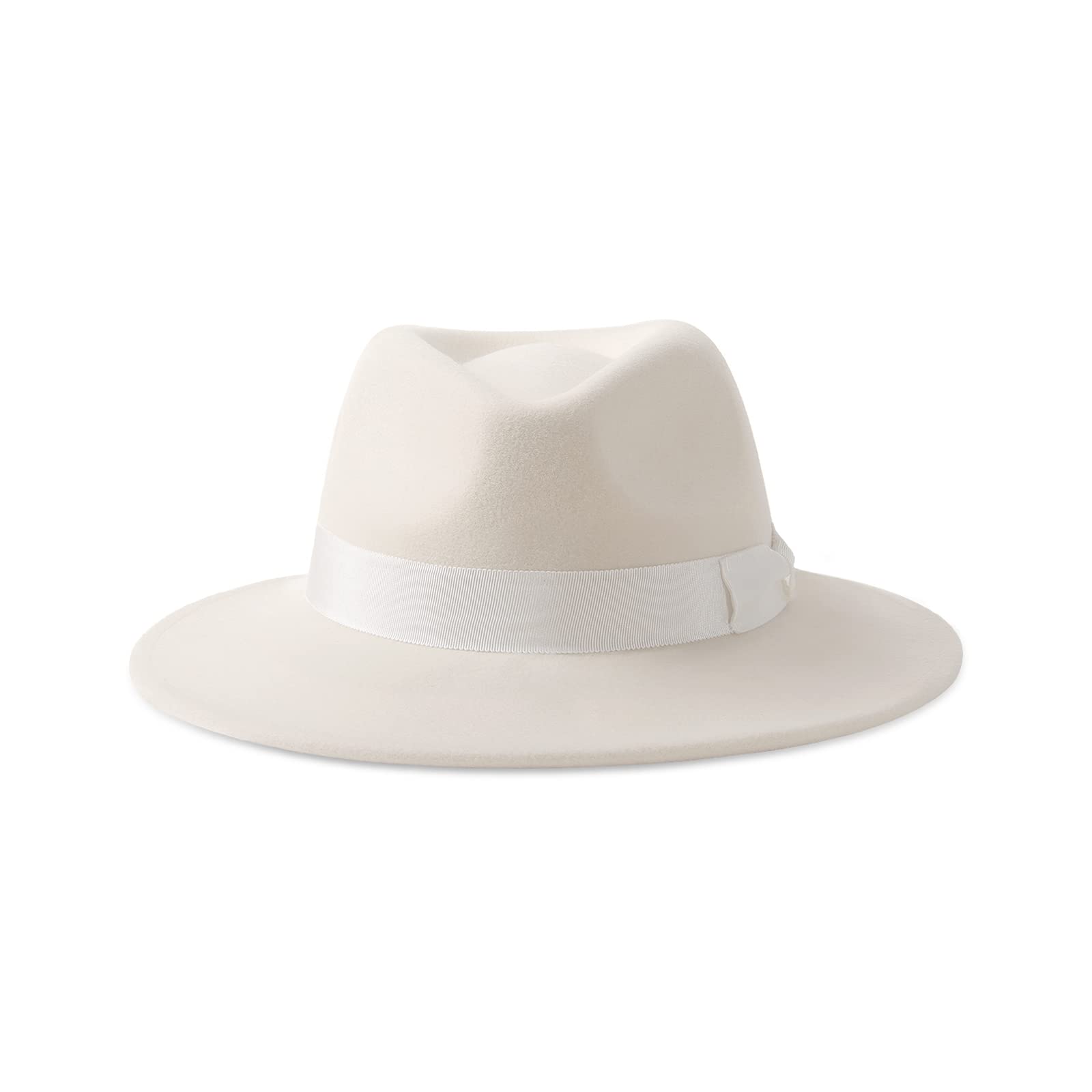 TIALARTS 100% Wool 1920s Gatsby Gangster Fedora Hat for Men and Women Fall Felt Wide Brim Panama Derby Hat Ivory M