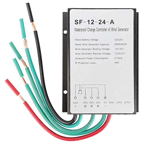 Wind Turbine Controller, 12V/24V 300W/600W Waterproof Wind Turbine Generator Charge Controller Regulator