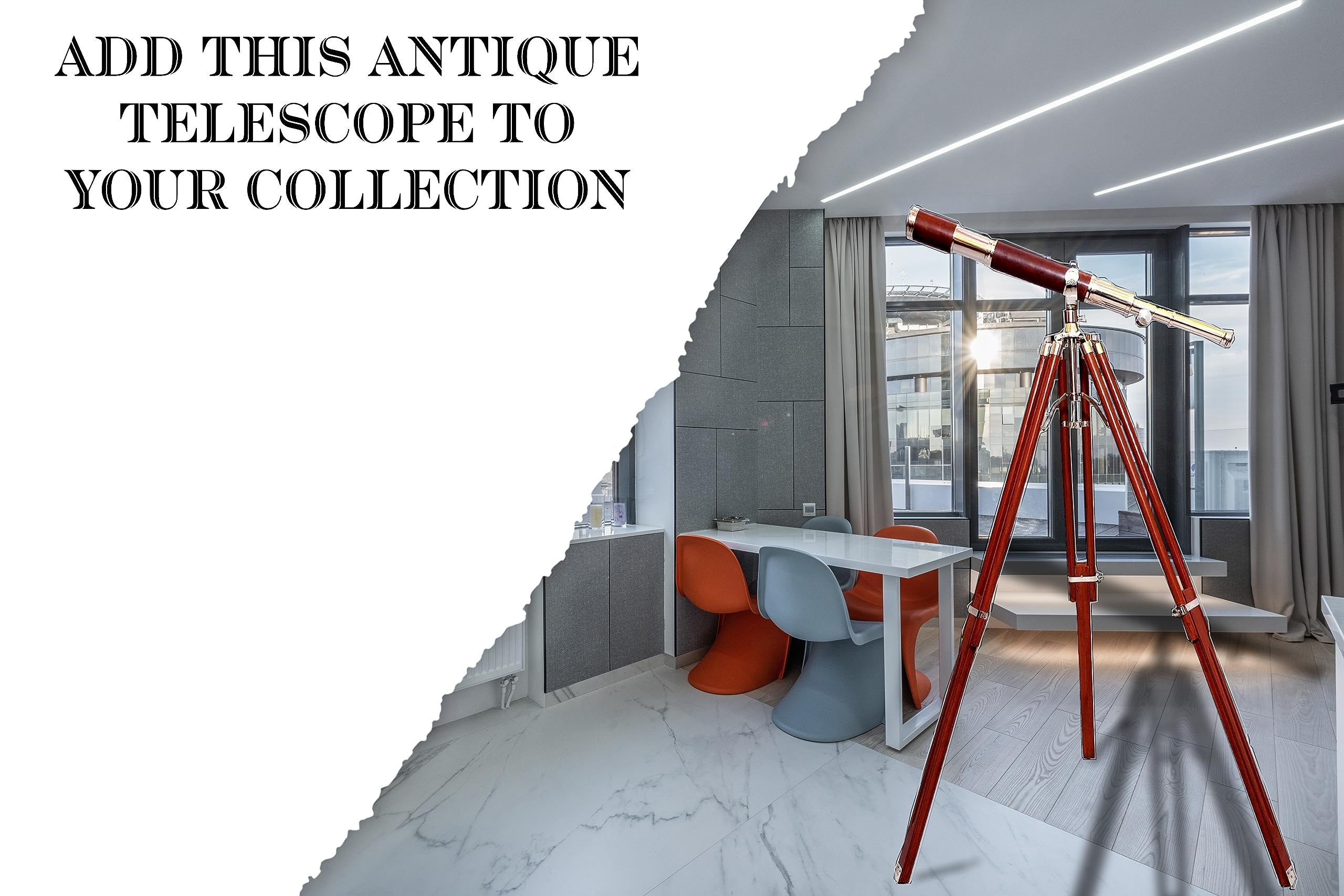 Marine Standard High Magnification Tube Telescope Handmade Antique Tripod Telescope Single Barrel Spyglass Nautical Decorative