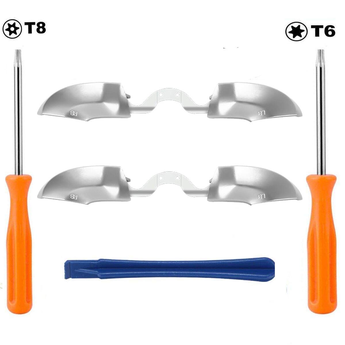 Loucsy Upgraded LB RB Bumpers Replacement Triggers Button Parts - Plating Workmanship + T6 T8 Screwdriver Repair Kit Compatible with Xbox One Elite Controller