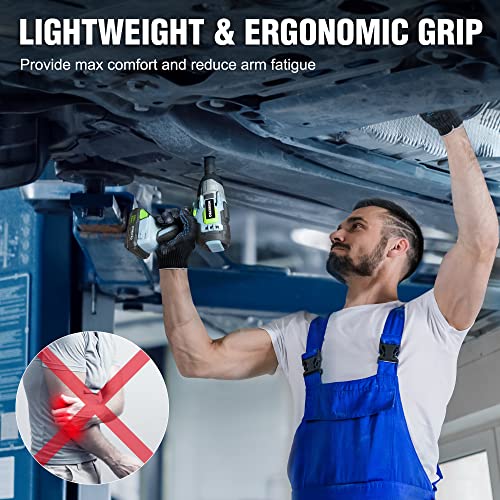 WORKPRO 20V Cordless Impact Wrench, 1/2-inch, 320 Ft Pounds Max Torque, 4Pcs Drive Impact Sockets, 2.0Ah Li-ion Battery with Fast Charger, Belt Clip for Easy Carrying