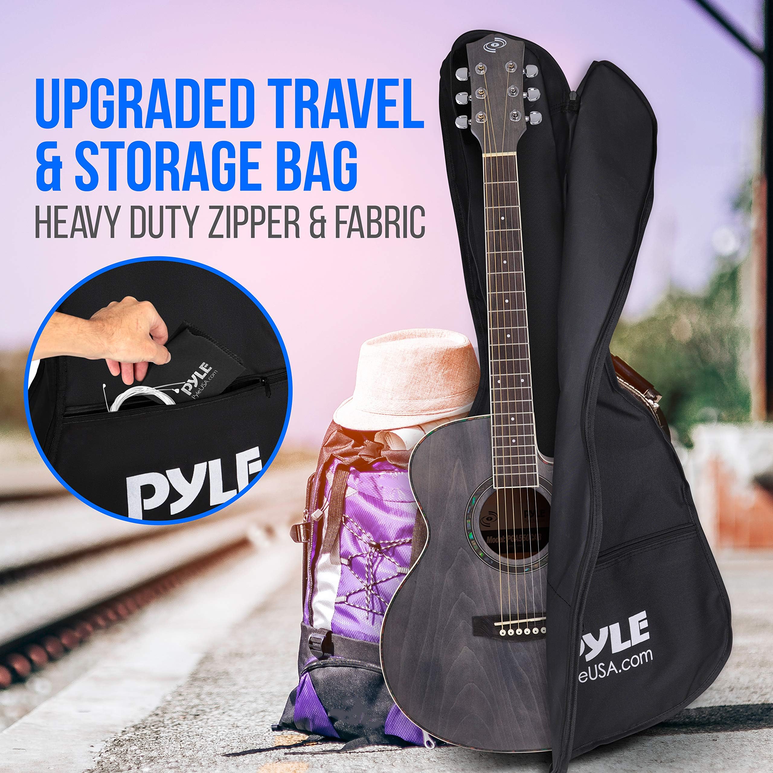 Pyle Acoustic Guitar Kit, 3/4 Junior Size All Wood Steel String Instrument for Beginner Kids, Adults, 36” Matte Gray
