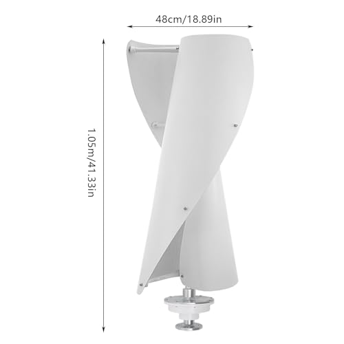 Wind Turbine Wind Generator Kit, 2 Ring Blades Wind Turbine with Controller 400W 12V DC, Vertical Axis Wind Generator Kit Wind Generator Windmill for Home Garden Boat Street Lighting (White)