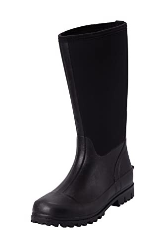 Mountain Warehouse Mucker Womens Neoprene Long Rain Boots -Waterproof Black Womens Shoe Size 8 US