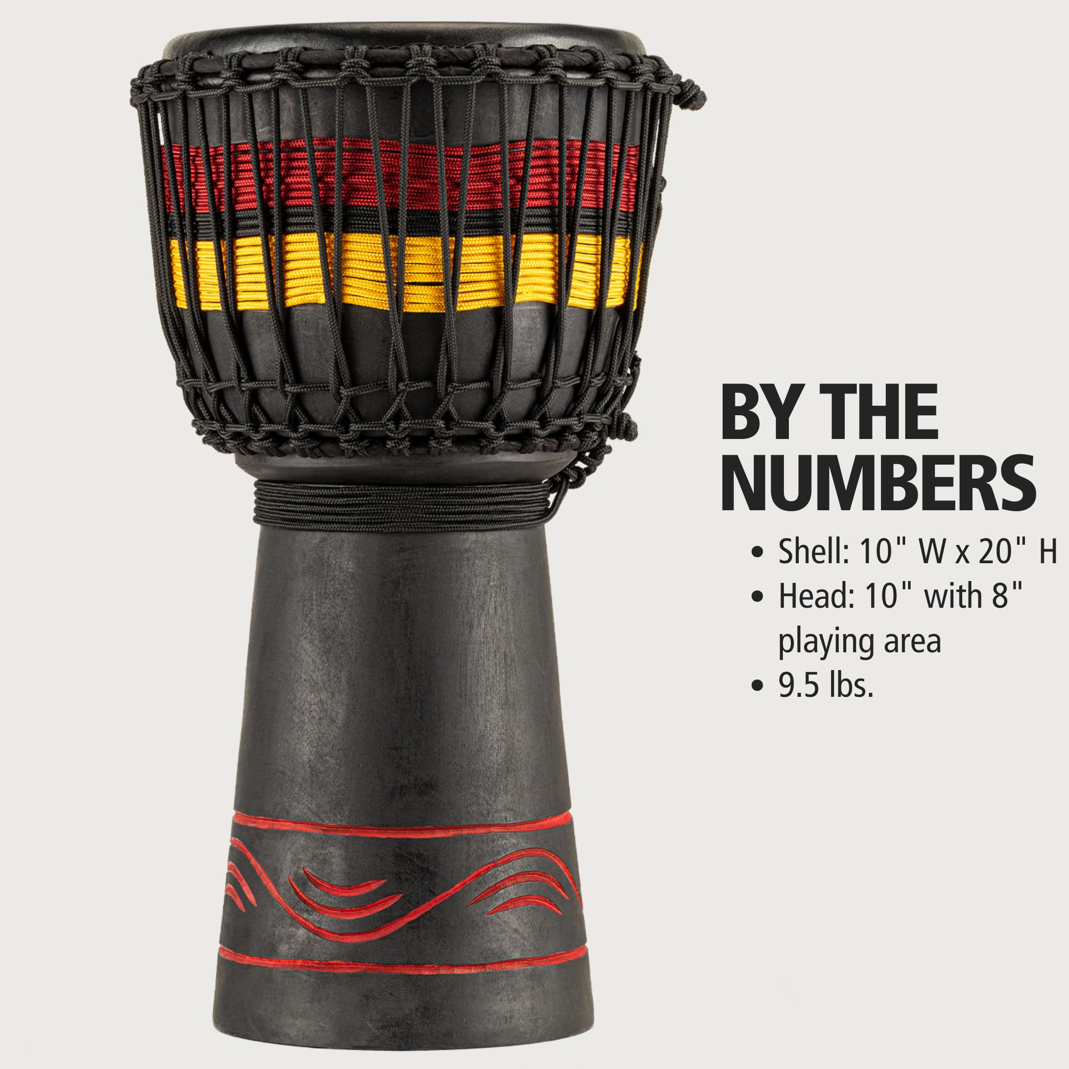Meinl Percussion Style Djembe Drum, Hand Carved Mahogany β NOT Made in China β African Mali Weave Rope Tuning, 2-Year Warranty (ADJ7-M)