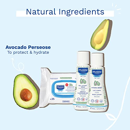 Mustela Baby Essentials Gift Set - Baby Skincare & Bath Time Essentials - Natural & Plant Based - 4 Items Set