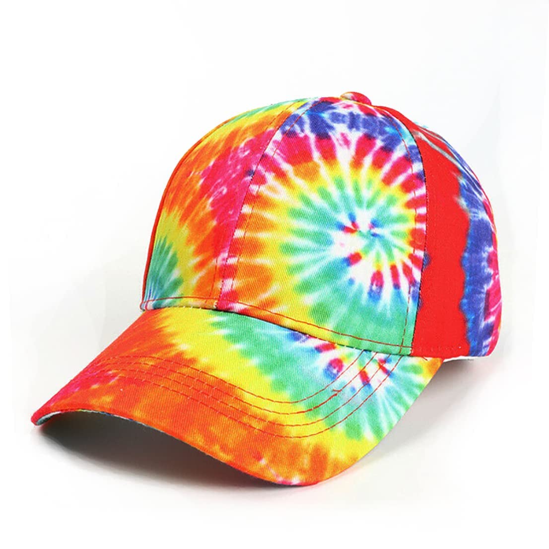 Rainbow Gay Pride Hat for Men Women, Cool Rainbow Tie Dye LGBT Baseball Hat, Red Orange Adjustable Snapback Trucker Hat