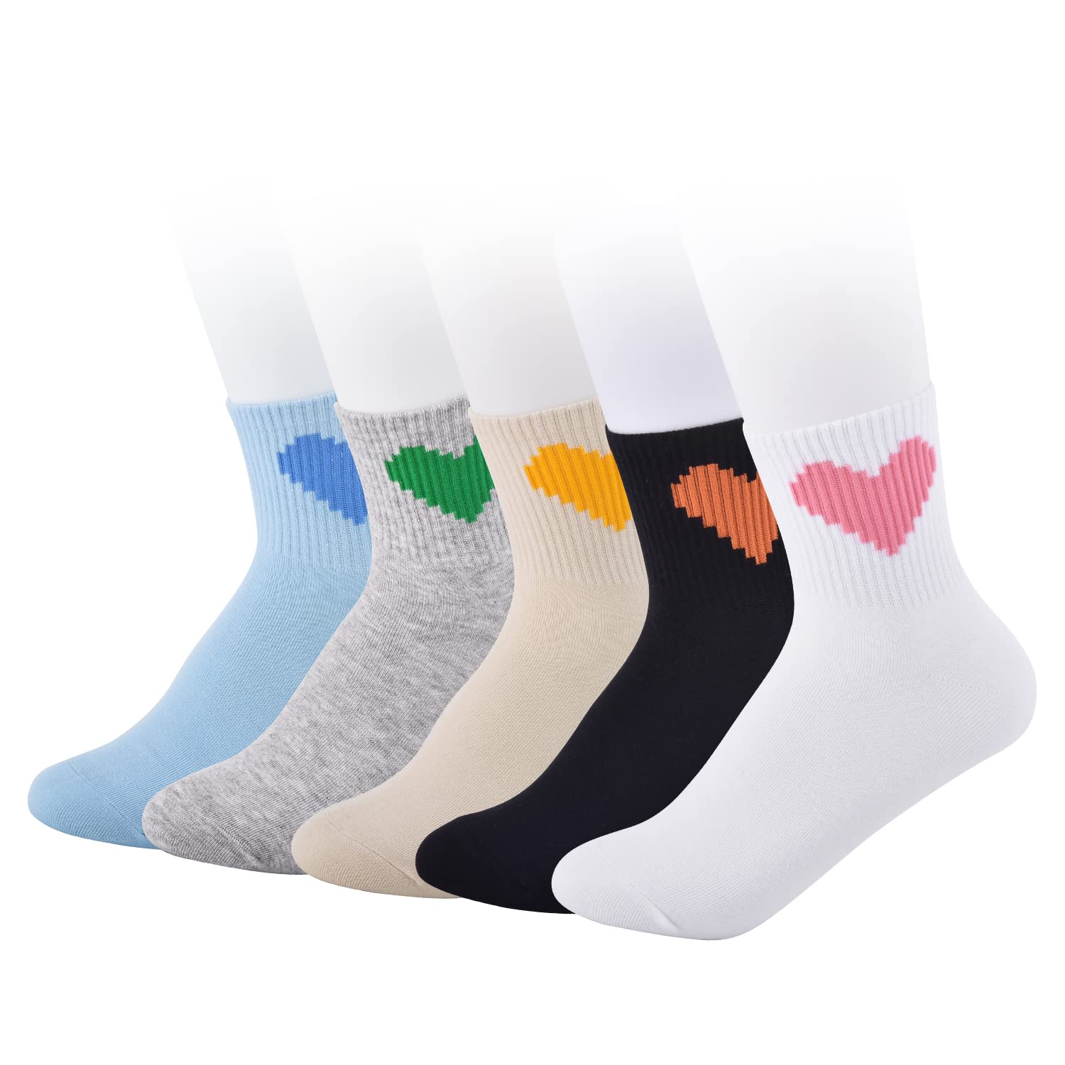 WKJHO Women's Combed Cotton Ankle Socks,5 Pairs Warm Soft Crew Socks for Women Athletic Running Socks Cute Outfit Socks