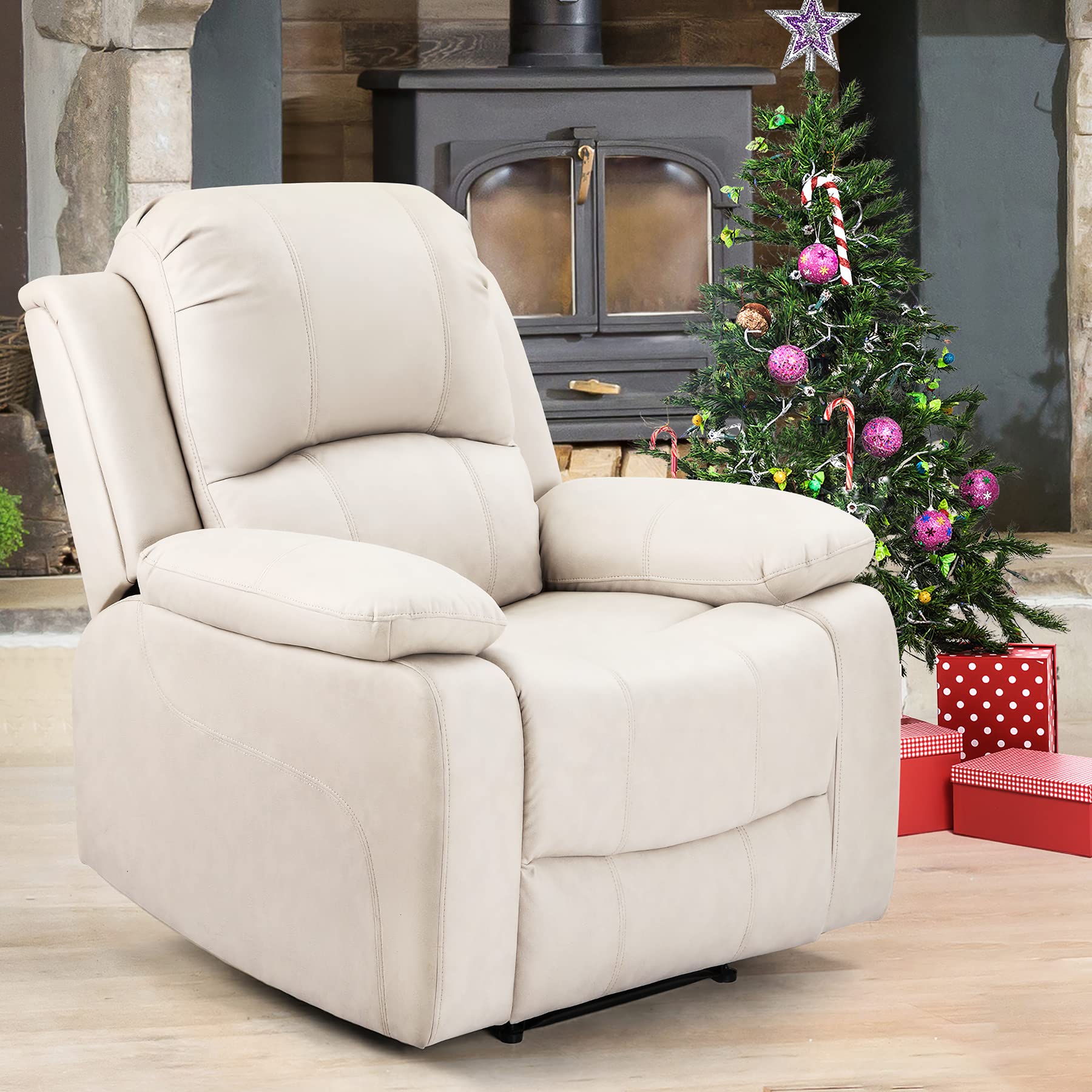 RYNSTO Recliner Chair Technological Fabric Living Room Chair with Footrest Single Sofa for Elderly
