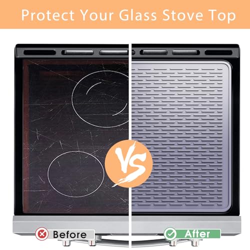 Silicone Stove Top Cover for Electric Stove, 28"x20" Extra Large Silicone Dish Drying Mat,Glass Stove Top Protector for Ceramics,Multipurpose Mat