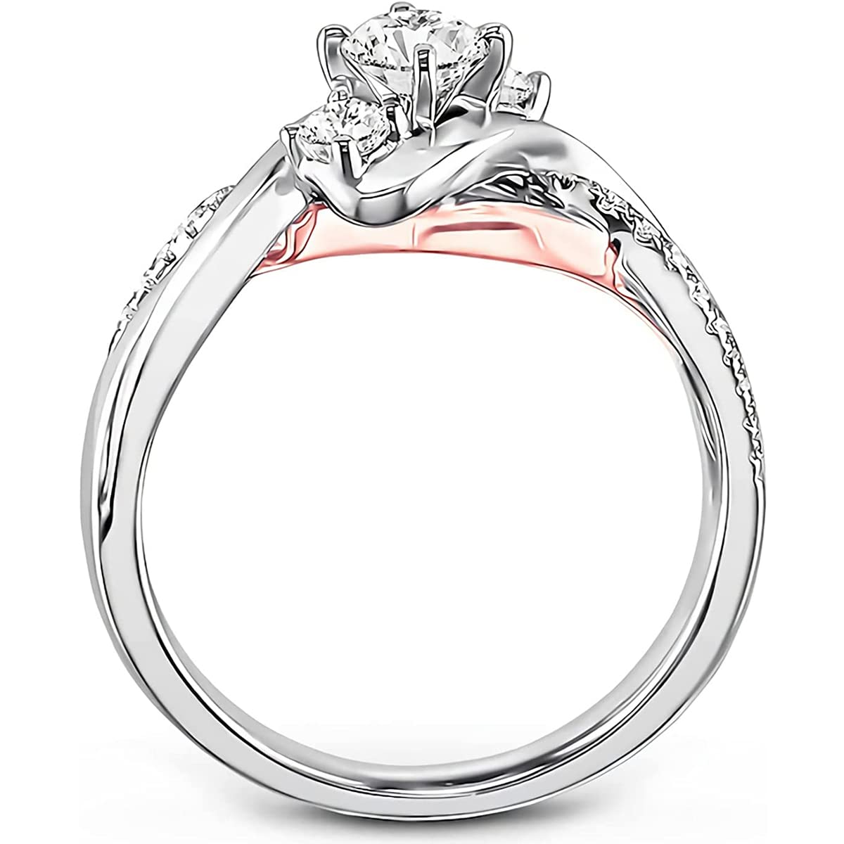 WKLFAI 2ct Engagement Rings for Women Three Stone Infinity Twisting Sterling Silver Moissanite Wedding Ring for Women Promise Ring Gift for Her,7
