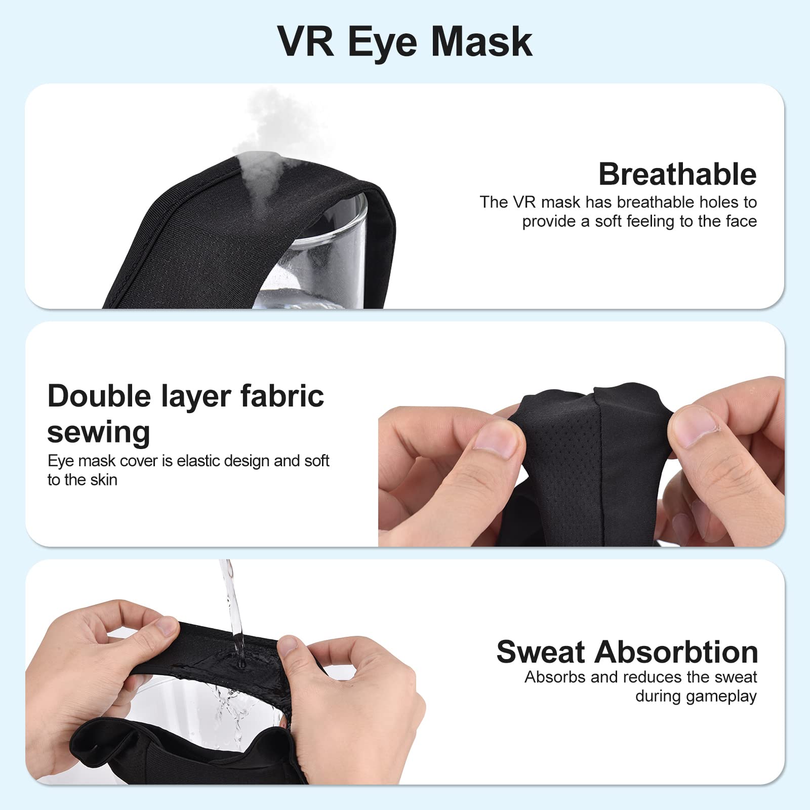 VR Silicone Cover Accessories for Quest 2, Silicone Face Cover, VR Shell Cover, Lens Protector, Cloth Eye Mask Cover, Touch Controller Grip Covers with Adjustable Strap, Protect Your Quest 2 in 1 Set