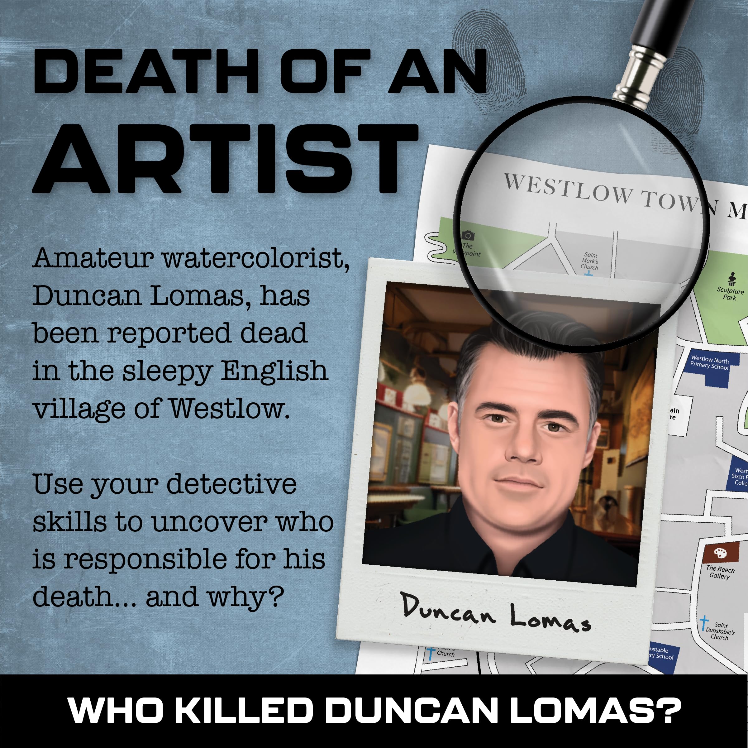 Unsolved Murder Mystery Game - FPI Mystery: Death of an Artist - Unsolved Case Files, Cold Case Detective Game for Adults & Teens - Solo, 2 Player, or Group Board Game, Hunt Killer, Dinner Party