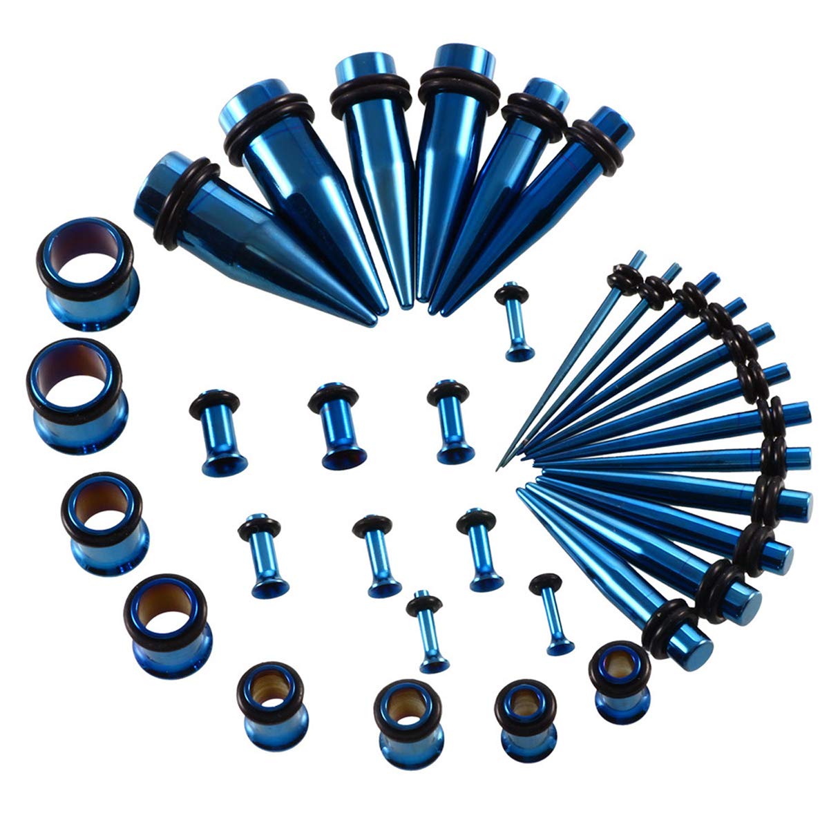 NASAMA 36 Pieces Ear Stretching Kit 14G-00G Stainless Steel Tunnel Plugs Tapers Piecing Set Body Piercing Jewelry (Black)