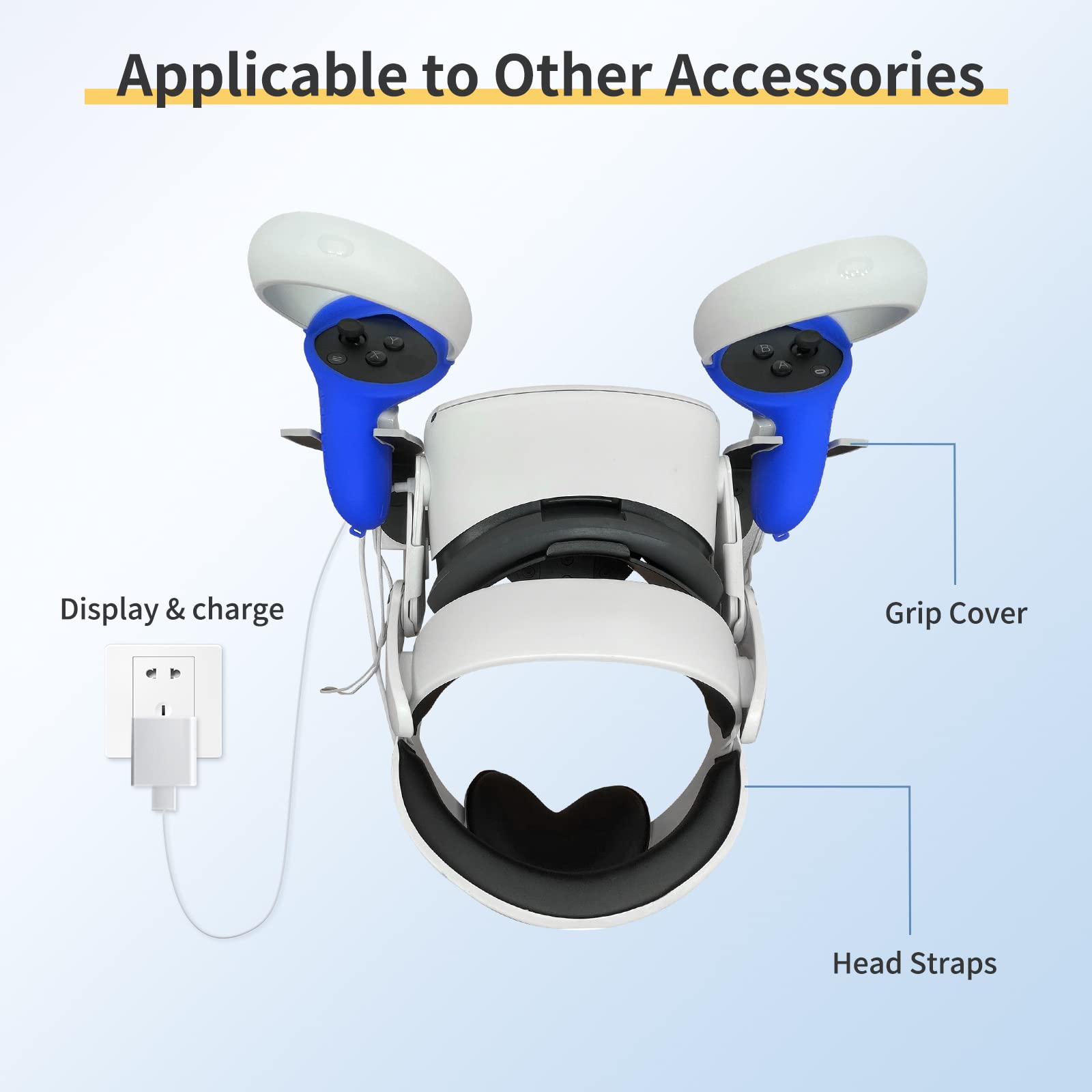 VR Stand, Wall Mount, Accessories, Mount, Metal, Black, for Quest 1, 2, pro, Headset and Toucher Controller Display Stand (Merryhome Design, Vive Cartoon)