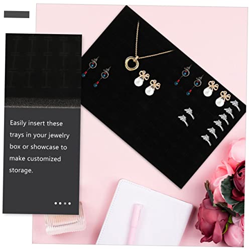 NOLITOY 2pcs Box Jewelry Sponge Pad Earrings Showcase Tray Necklace Foam Insert Ring Holder Black Ring Insert Rings Insert Mat Ring Display Pad Black Earring Sponge Liner Mosaic Ring Frame
