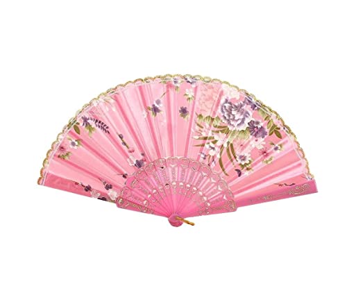 WLABS Folding Fans 2 PCS Folding Fan Folding Fans Beauty Lace Chinese Style Dance Wedding Hand Fan Folding Held Flowers Fans Decorative Fan Handheld Folding Fan (Color : A)