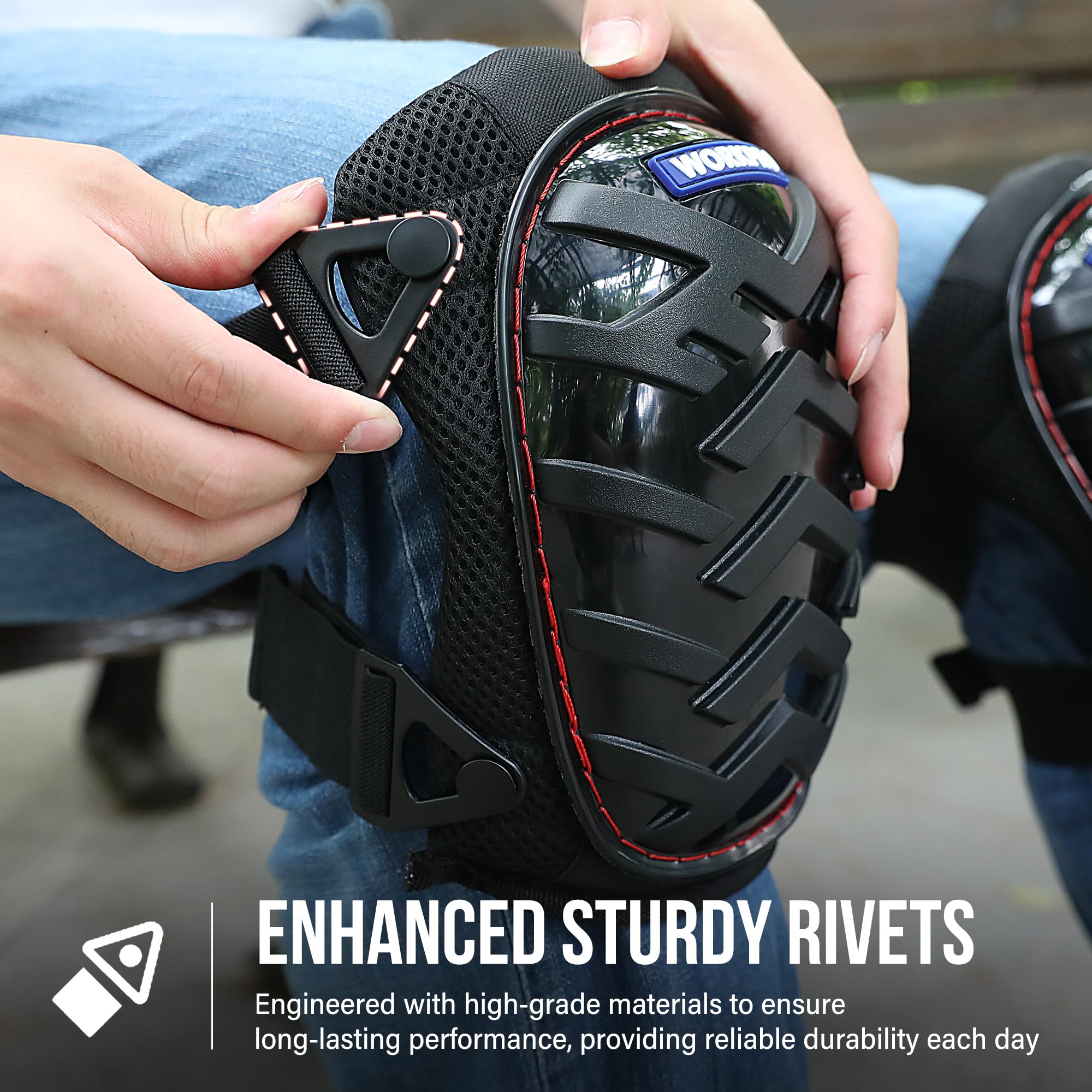 WORKPRO Knee Pads for Construction - Safety Kneepads with Ergonomic Gel Cushion and Foam Padding, Adjustable Buckle Straps and Durable Buttons, Ideal for Work Flooring Gardening
