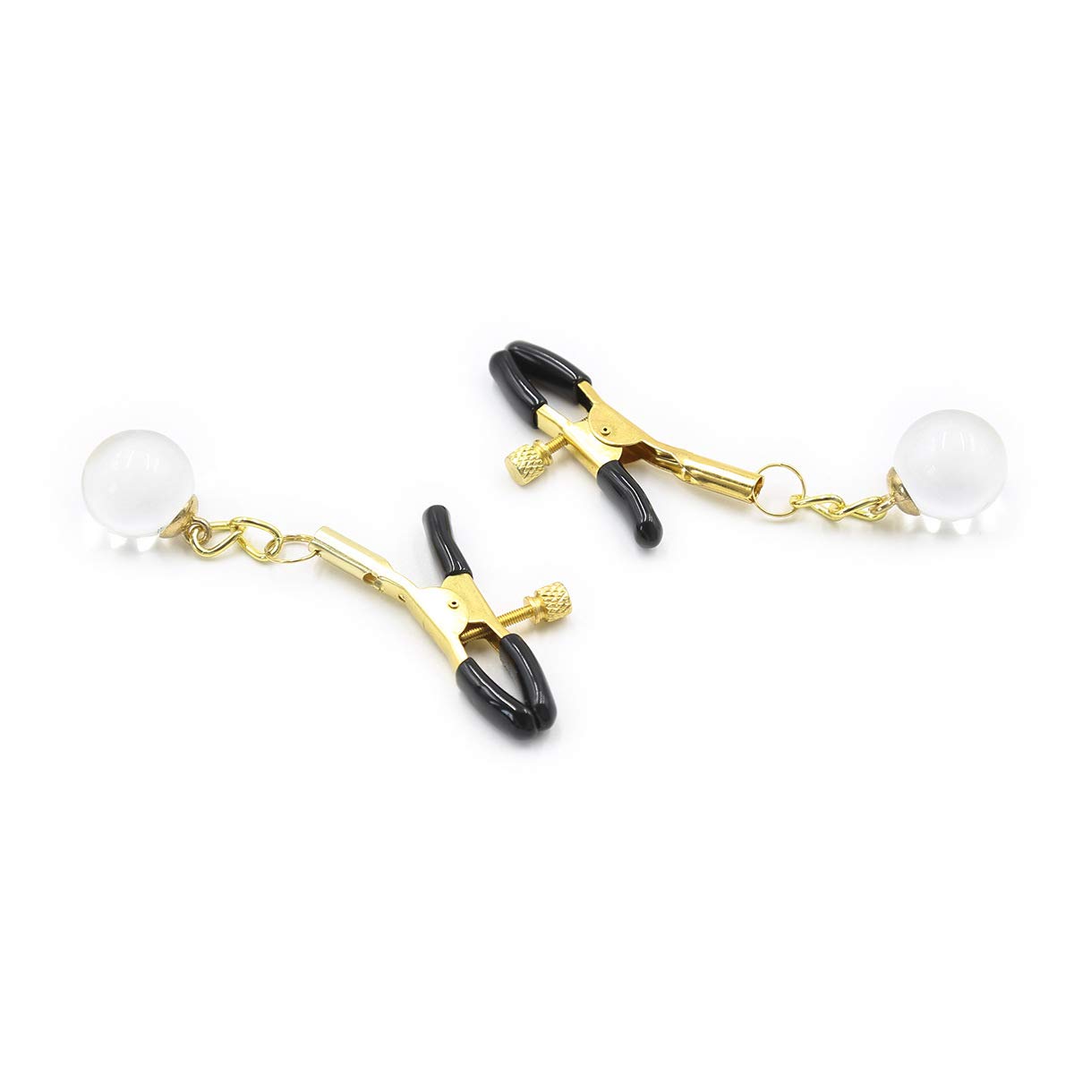 Sell Out!Non Piercing Nipple Clips with Soft Rubber Cap,Adjustable Golden Nipple Clamps,Nipple Clip Inlaid with Transparent Glass Beads
