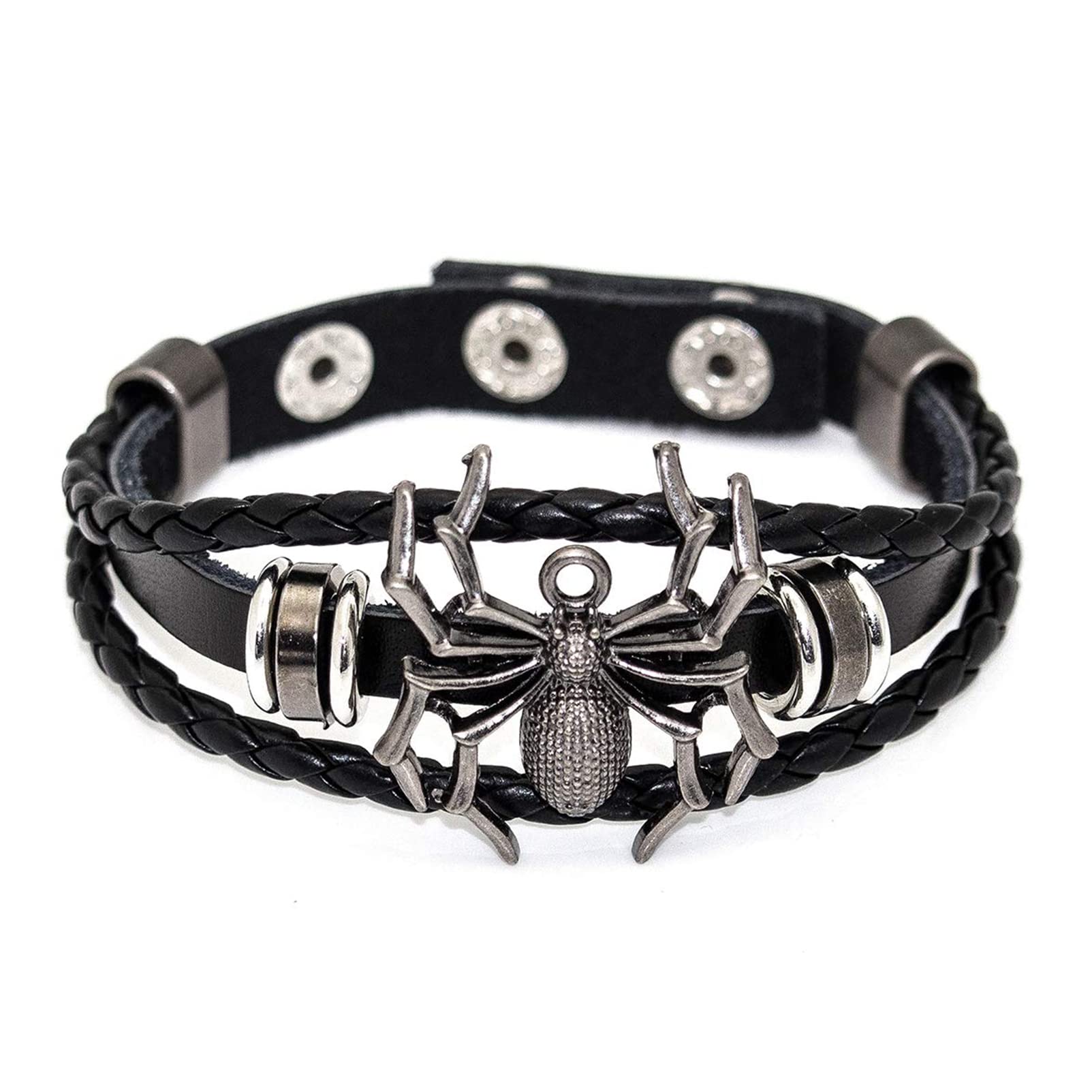 Mgutillart Punk Alloy Buckle Bracelet Spider Leather Bracelet(Spider)